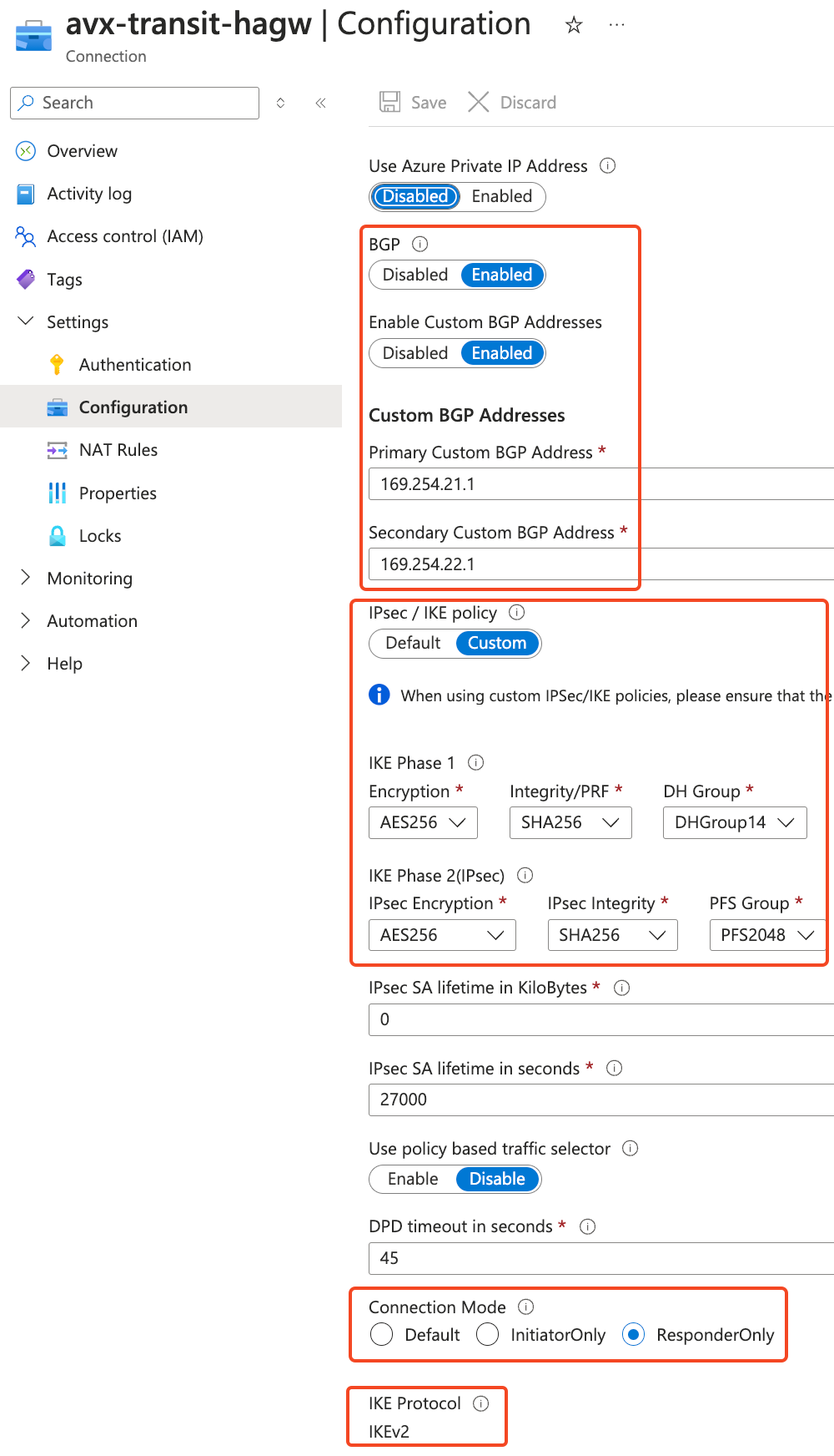 BGP over IPSec between Aviatrix Transit and Azure VPN Gateway ...